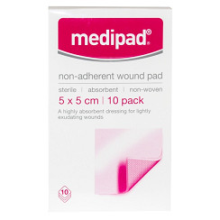 MEDIPAD STERILE NON ADHERENT PAD 5X5CM - BOX OF 10